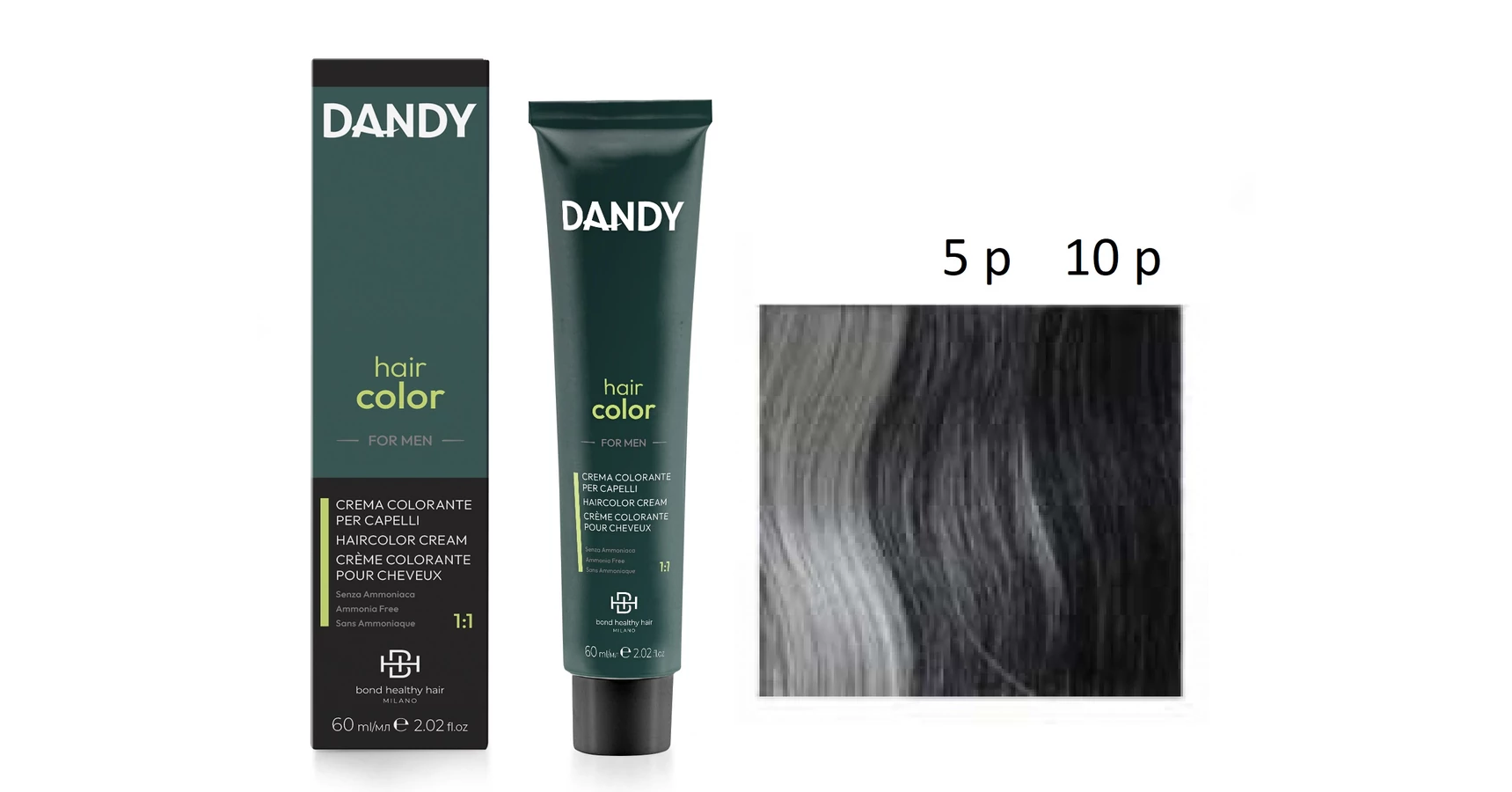 Dandy Hair Color For Men férfi hajszínező, 2 nagyon sötétbarna - Dandy